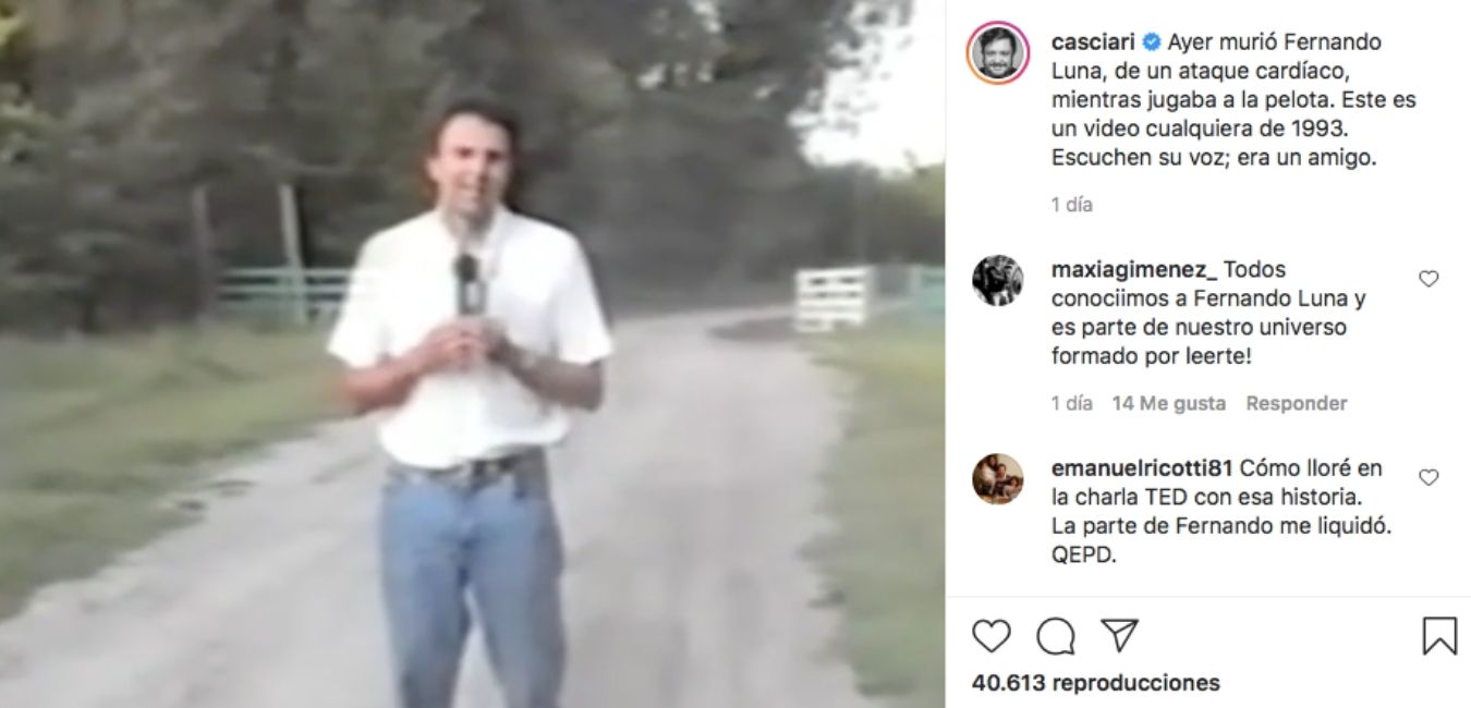 HERNÁN CASCIARI HOMENAJEÓ A FERNANDO LUNA Y SUS SEGUIDORES LAMENTARON ...
